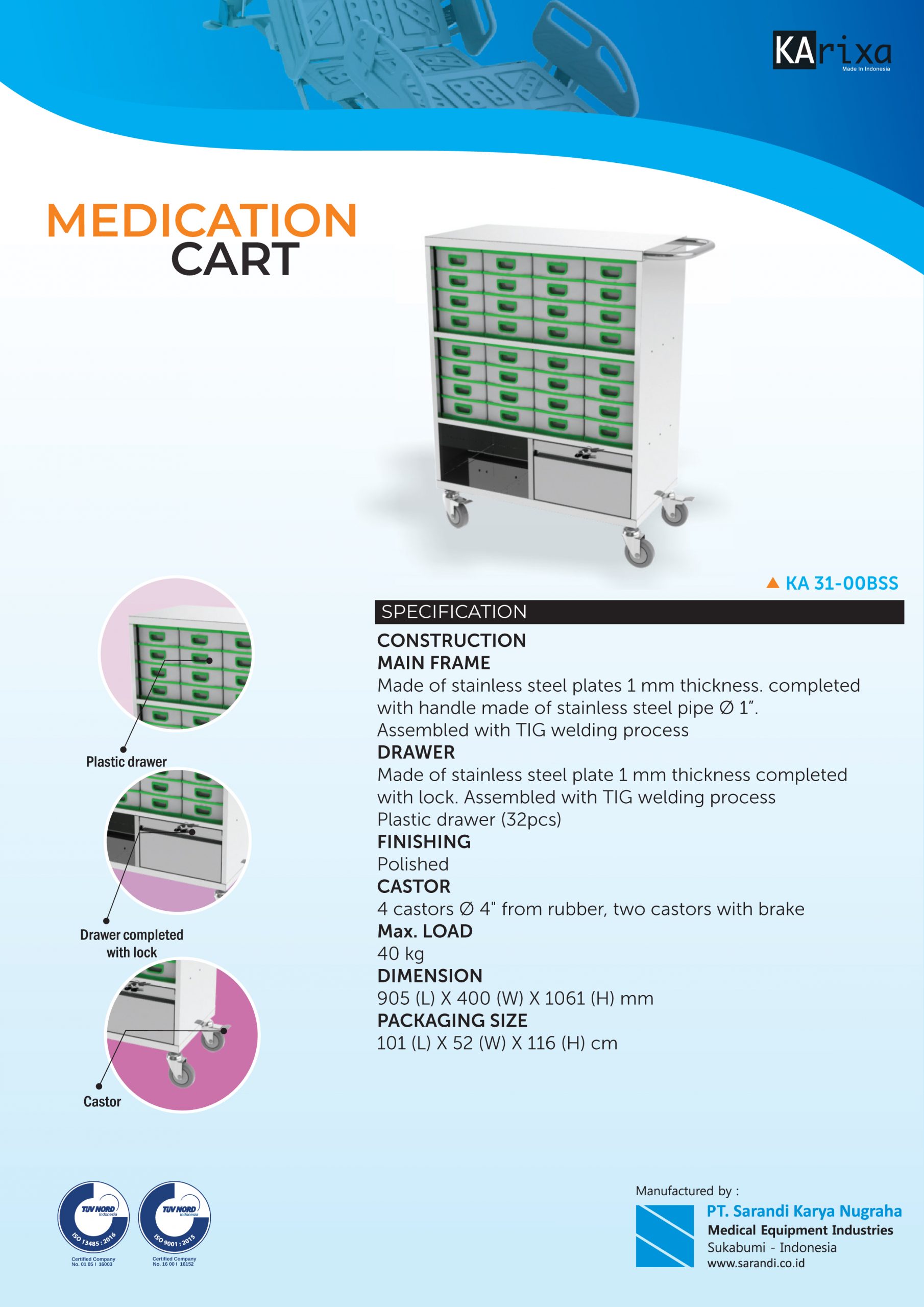 Medication Cart KA 31-00BSS – PT Sarandi Karya Nugraha