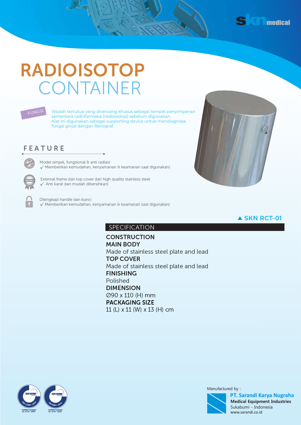Radioisotop Container SKN RCT-01 – PT Sarandi Karya Nugraha