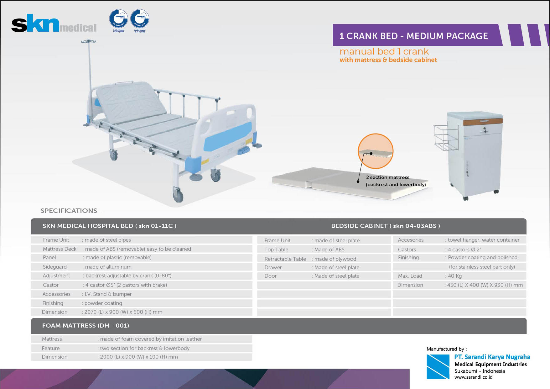 04. 1 Crank Bed – Medium Package – PT Sarandi Karya Nugraha